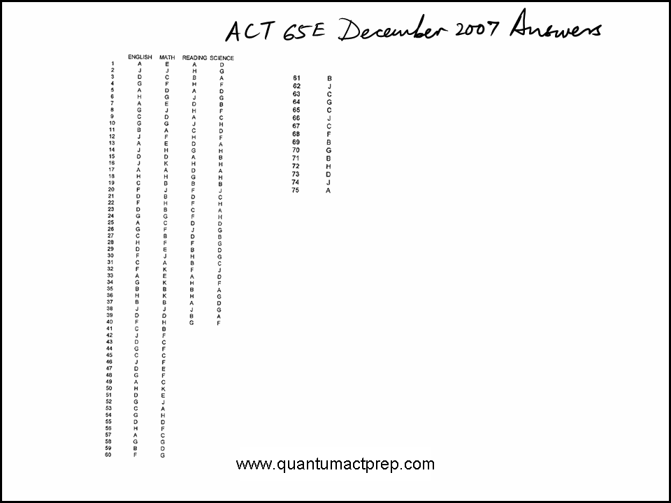 ACT Released Tests Quantum ACT Prep